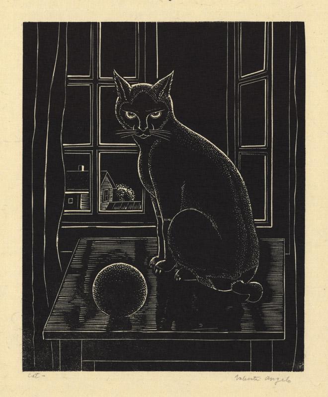 Valenti Angelo, Cat, Linocut (#0321) on Aug 08, 2020 | The Old Print ...