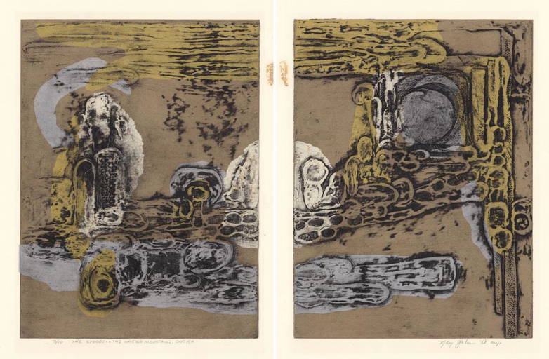 Mary Gehr, The Waiting Mountains, Etching