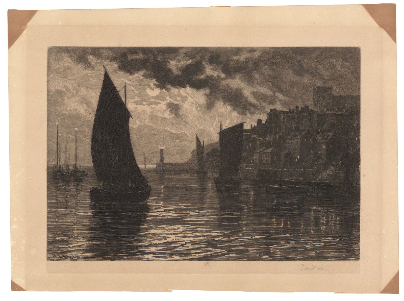 David Law, Sailing In The Harbor (untitled), Etching Auction