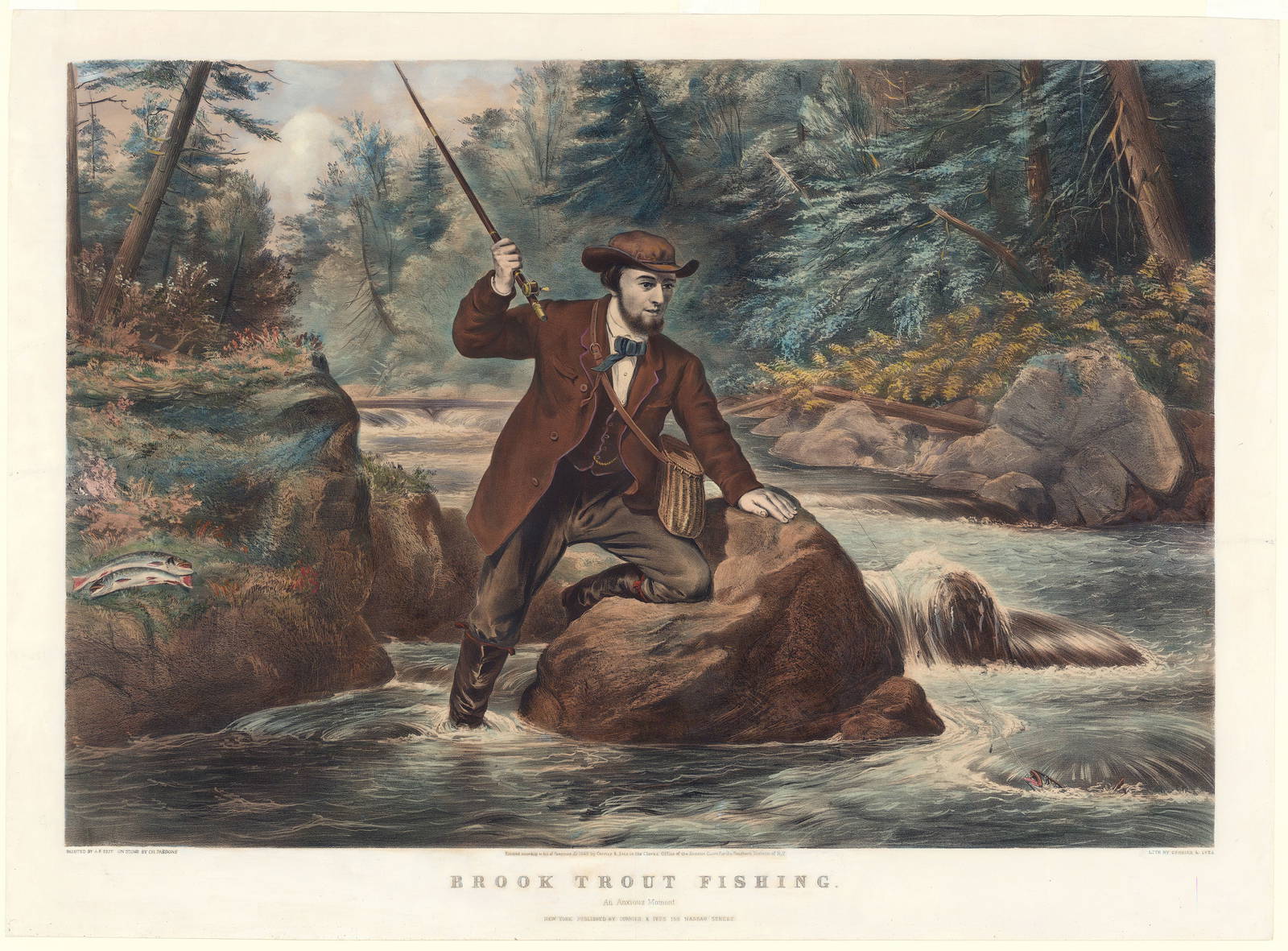 Arthur F. Tait, Brook Trout Fishing. "an Anxious Moment", Lithograph ...