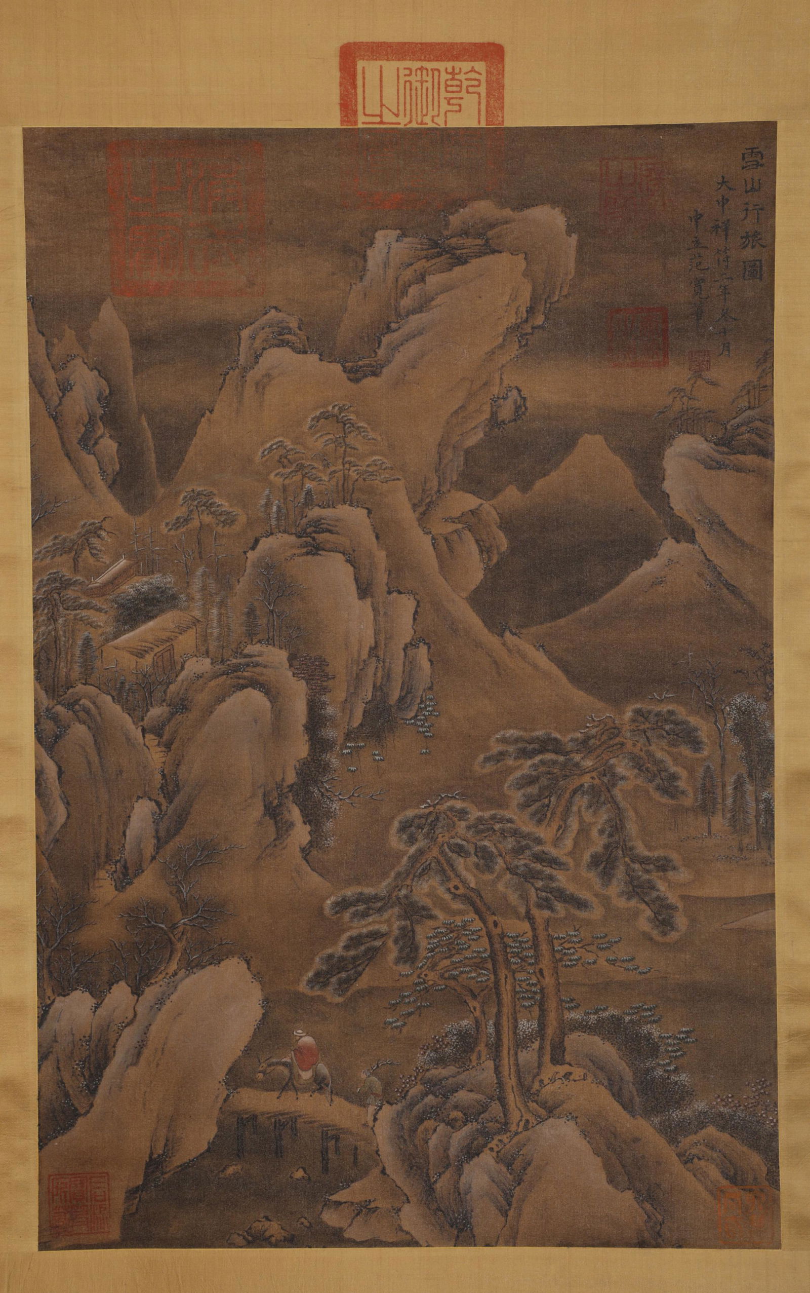 Vertical scroll of Fan Kuan's travel on snow Mountain in Song Dynasty ...