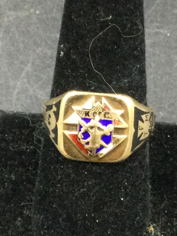 Vintage Knights Of Columbus Gold Ring W/enamel