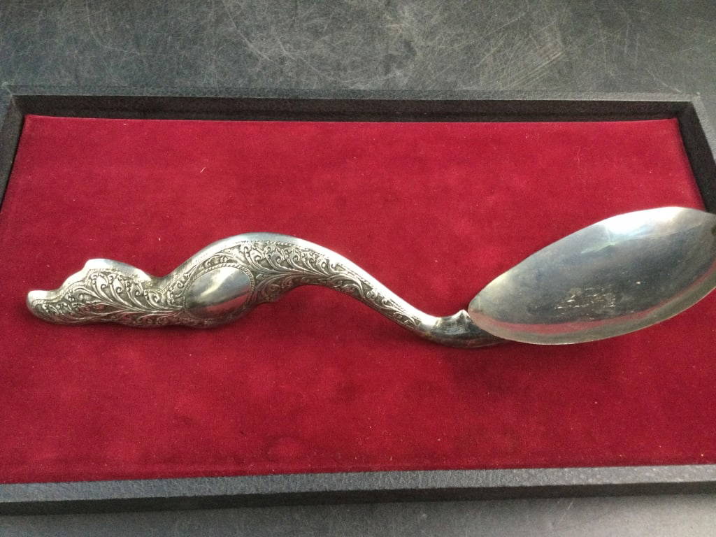 Sterling Repousse Serving Spoons Auction
