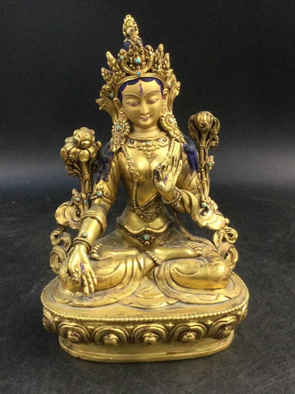 Vintage Anika Green Tara Goddess Statue Auction