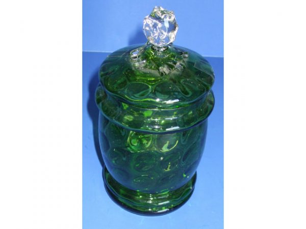 Green Coin Dot Artglass Candy Jar