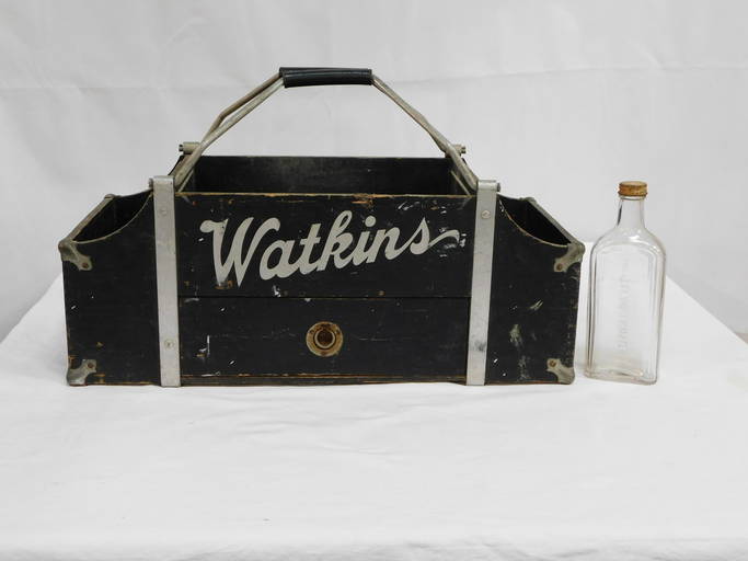Old Rare Wooden Jr Watkins Salesman Box Tote