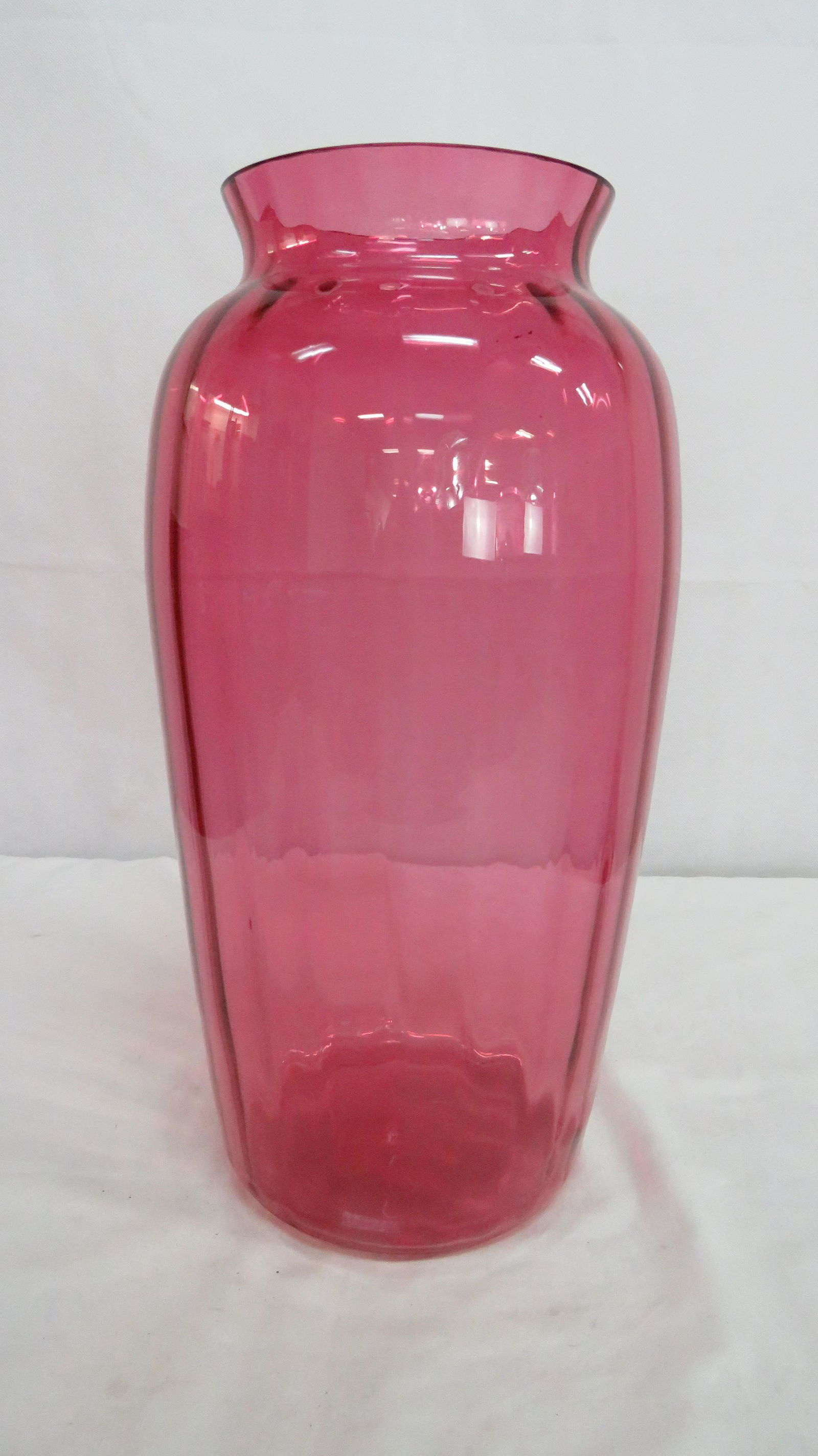 Vintage 18" Cranberry Pilgrim Glass Floor Vase
