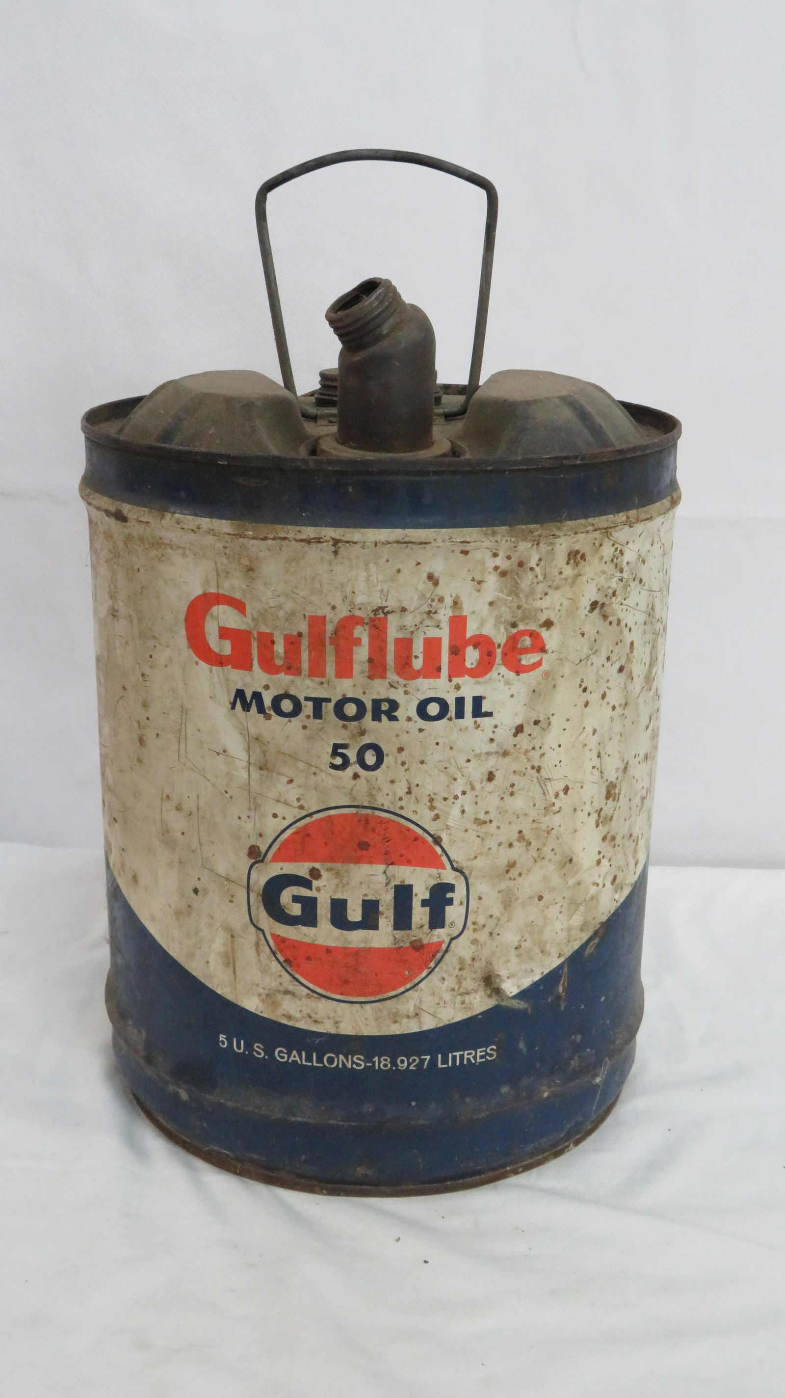 Vintage 5 Gallon Metal Gulf Oil Can