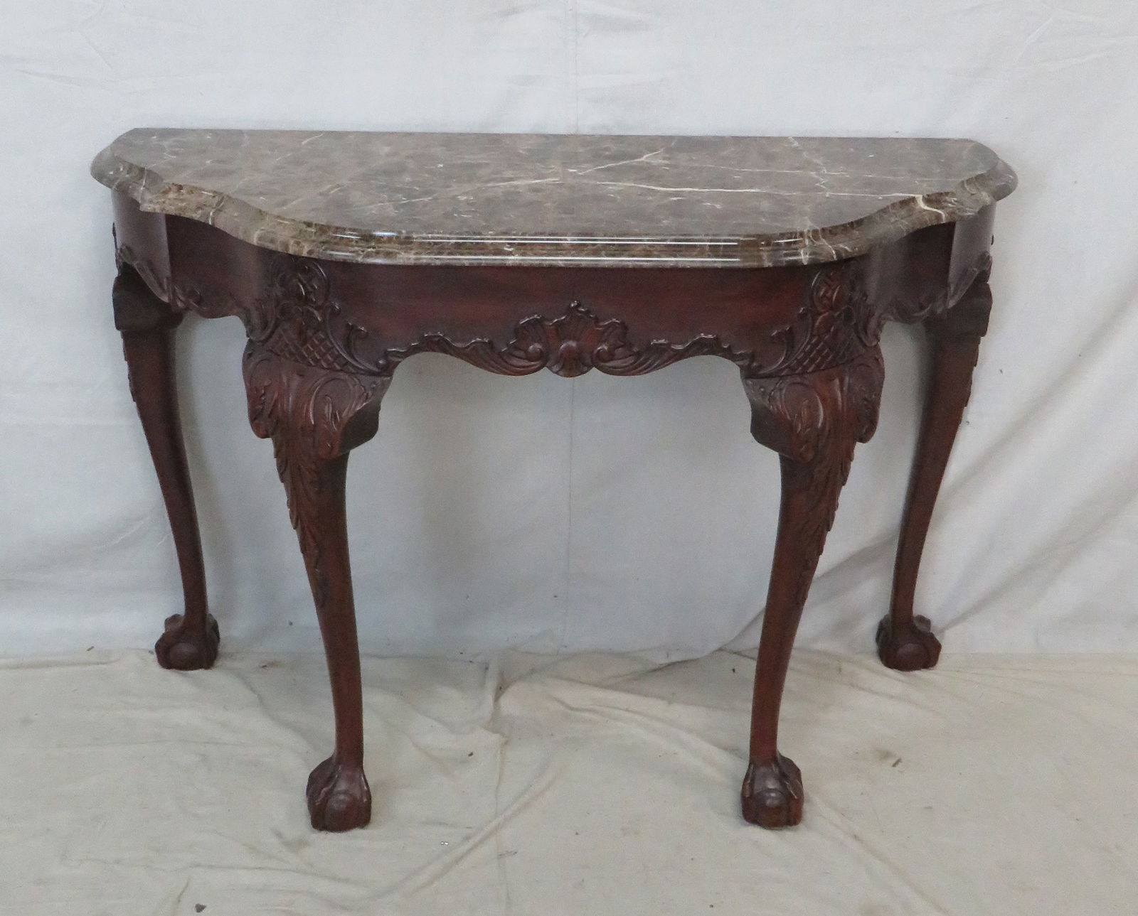 Henkel Harris Marble Top Claw Foot Console Table Auction
