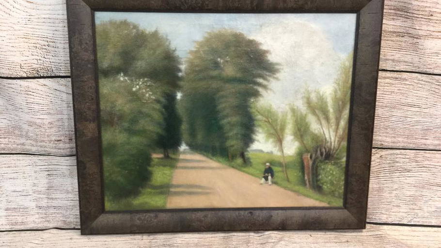 Oil On Canvas Tree Lined Lane