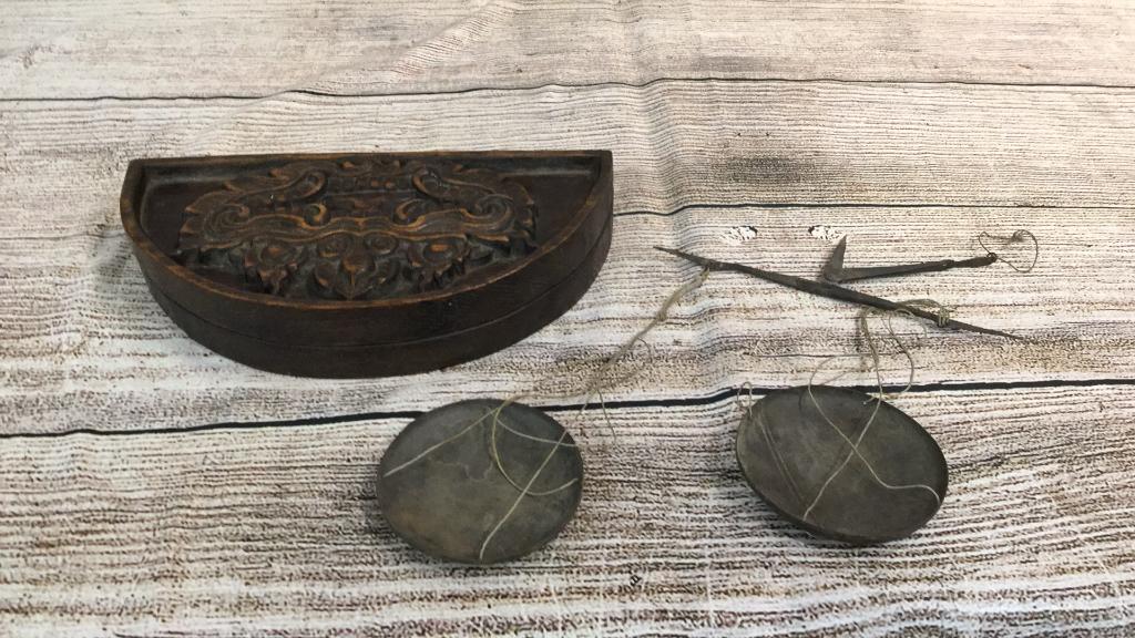 Antique Opium Scale In Wood Case