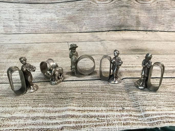 5 Victorian Figural Napkin Rings