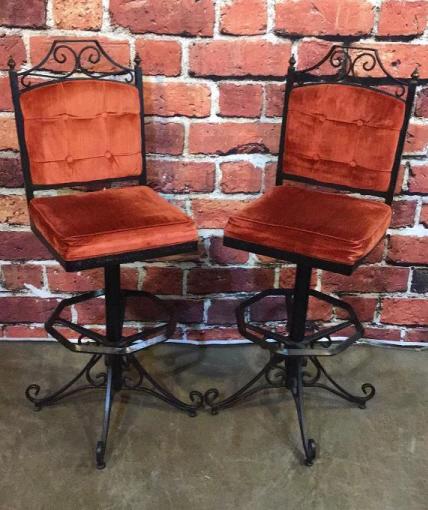 Pair Substantial Wrought Iron Bar Chairs