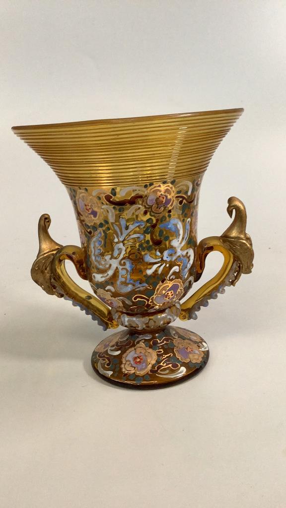 Enameled Glass Chalice Vase - Aug 30, 2021 | Broken Arch Auction ...
