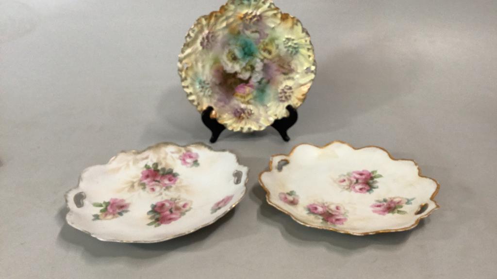 3 Rs Prussia Porcelain Cake Plates