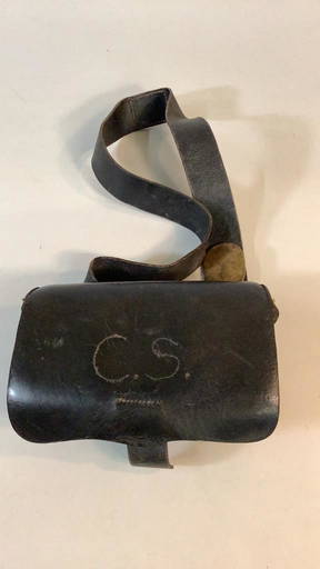 Musket Cartridge Box, W/ Leather Shoulder Strap
