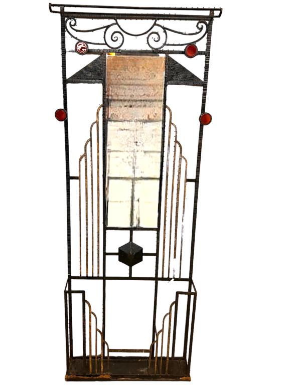 Vintage Iron Art Deco Hall Tree