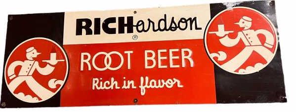 Vintage Embossed Tin Richardson Root Beer Sign