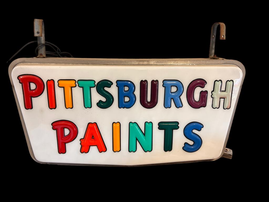 Vintage Double Sided Pittsburg Paints Sign. Auction
