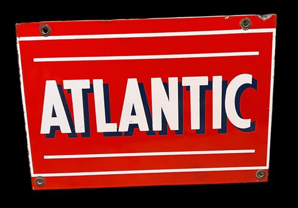 Vintage Porcelain Atlantic Pump Sign