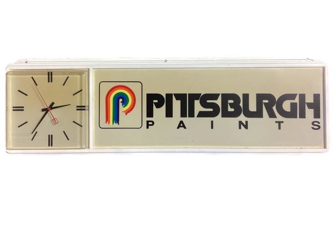 Pittsburg Paints Lighted Advertising Sign Clock
