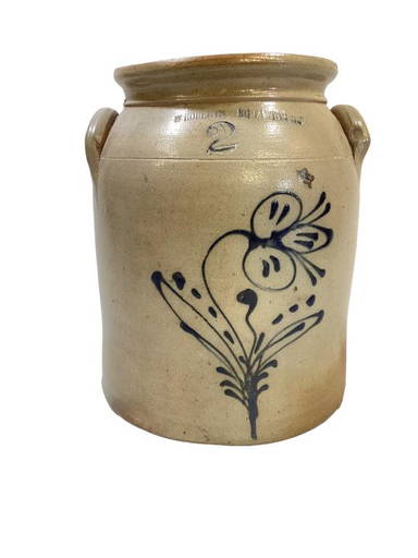 Slip Decorated Salt Glaze Crock