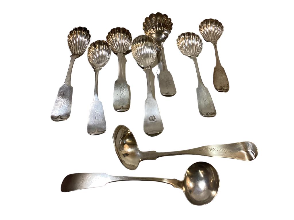 9 Pieces American And English Coin Spoons Auction