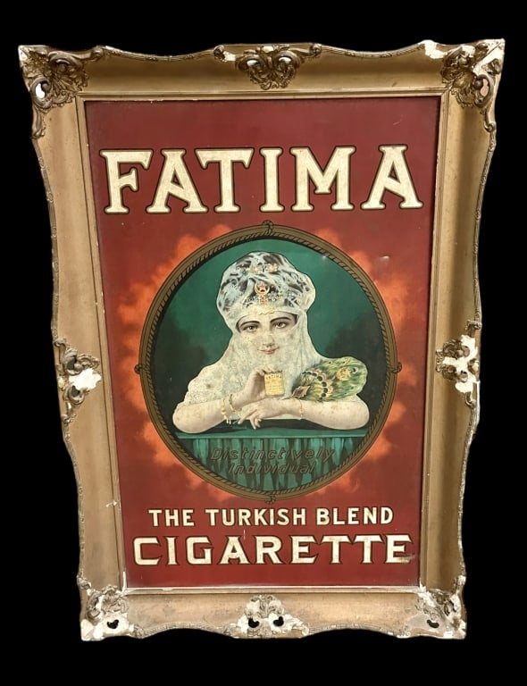 Fatima Cigarettes Tin Advertising Sign - Sep 09, 2023 | Broken Arch ...
