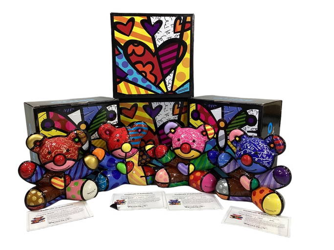 Four Romero Britto Bear Figures