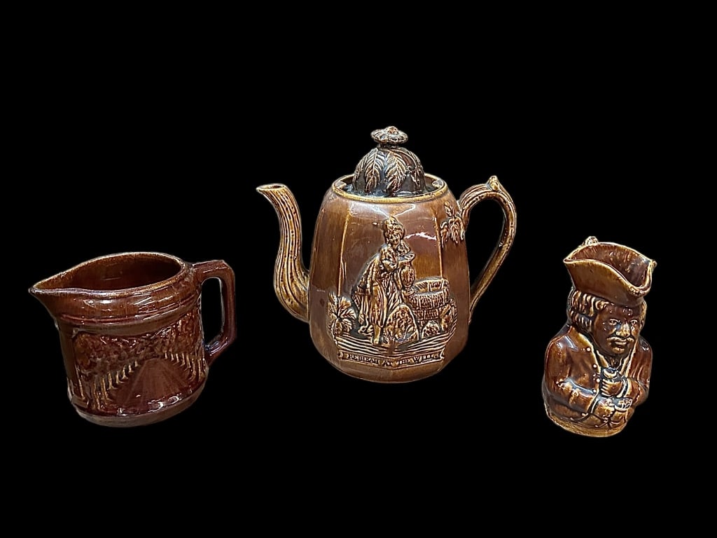 3 Pcs Bennington Rockingham Pottery