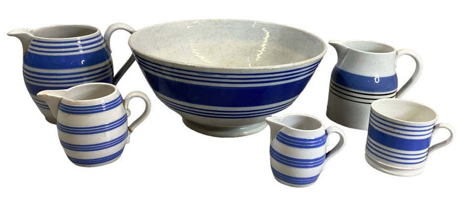 6 Pieces Mocha Ware Pottery