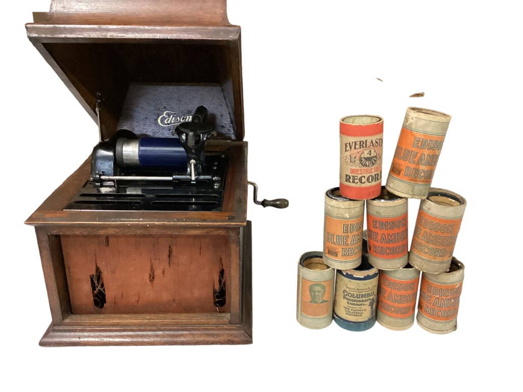 Edison Amberola Cylinder Player, And Rolls Auction