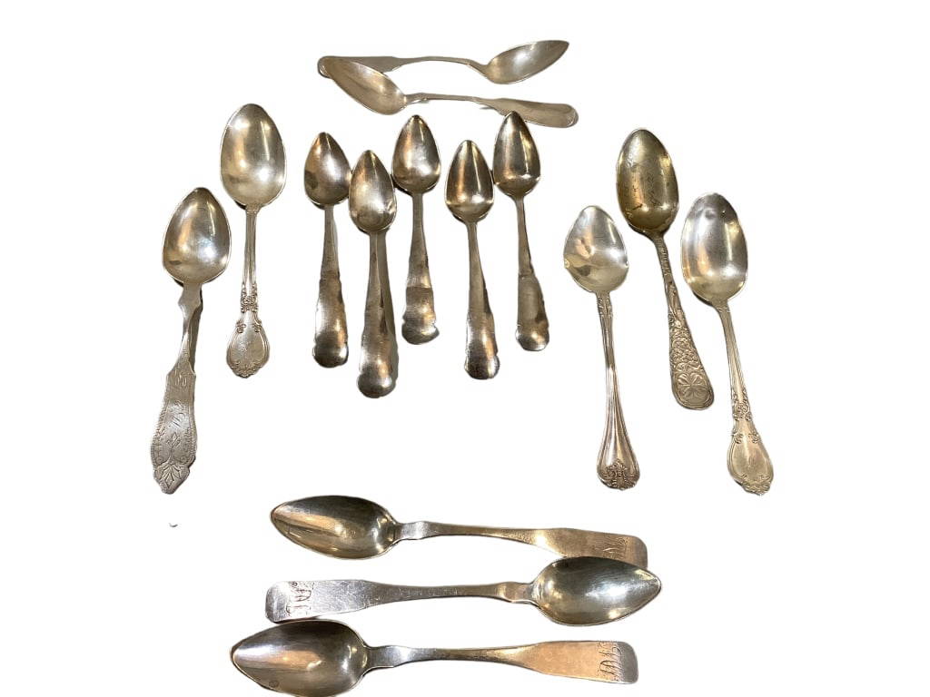15 Sterling And Coin Spoons Auction