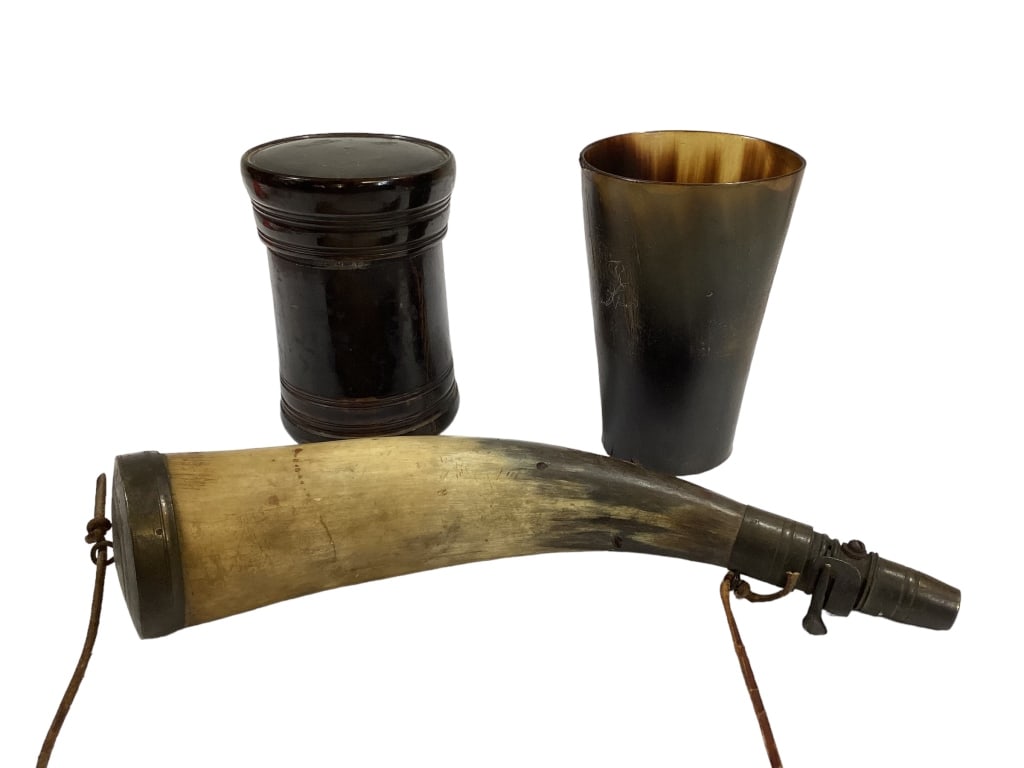 Horn Cup, Lidded Vessel, Powder Horn Auction
