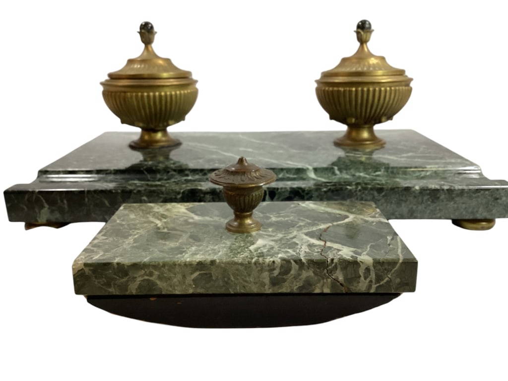 Marble Ink Well Desk Set Auction