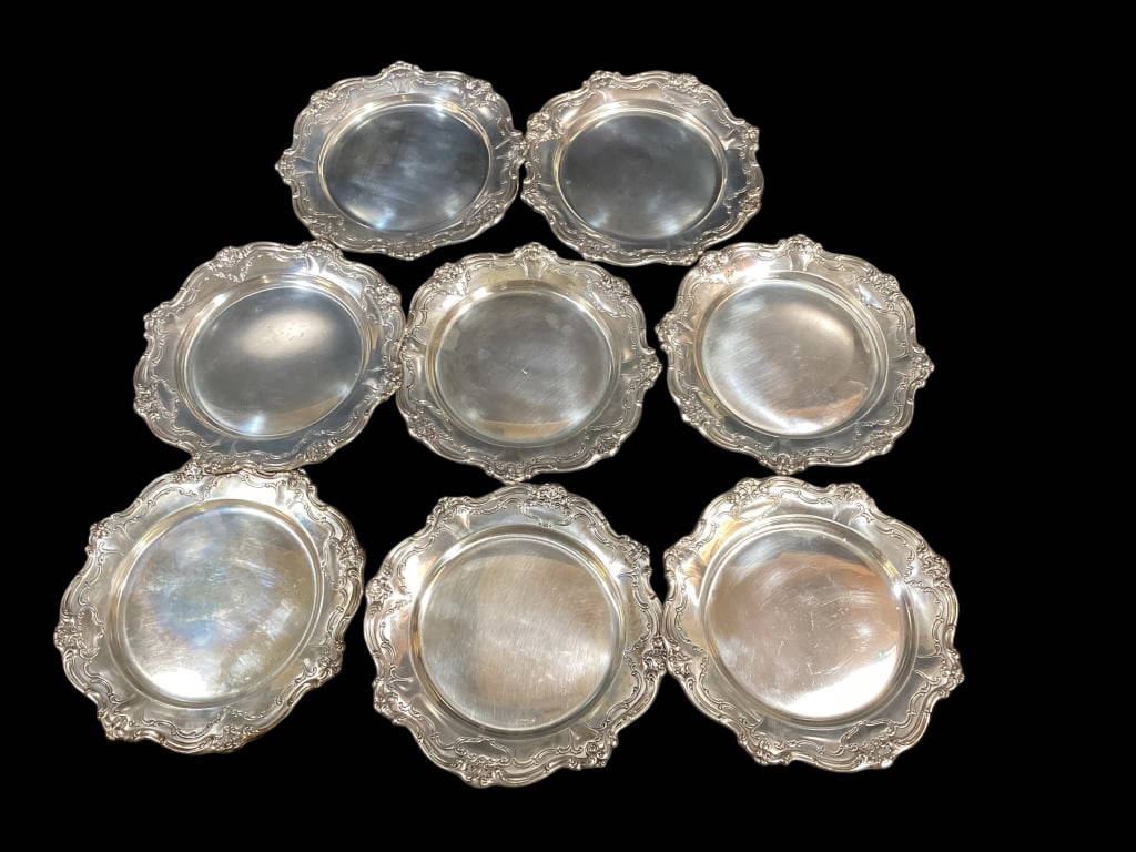 Eight Sterling Silver Bread Plates Auction