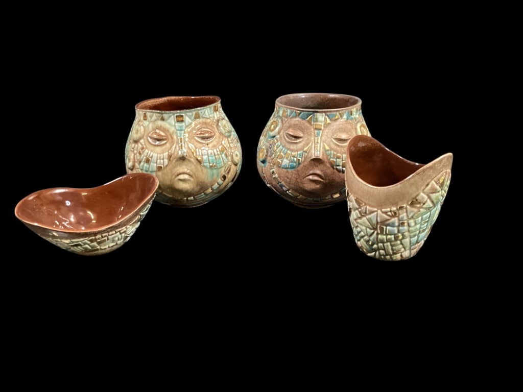 Four Pieces Sascha Brastoff Mosaic Mid Century Auction