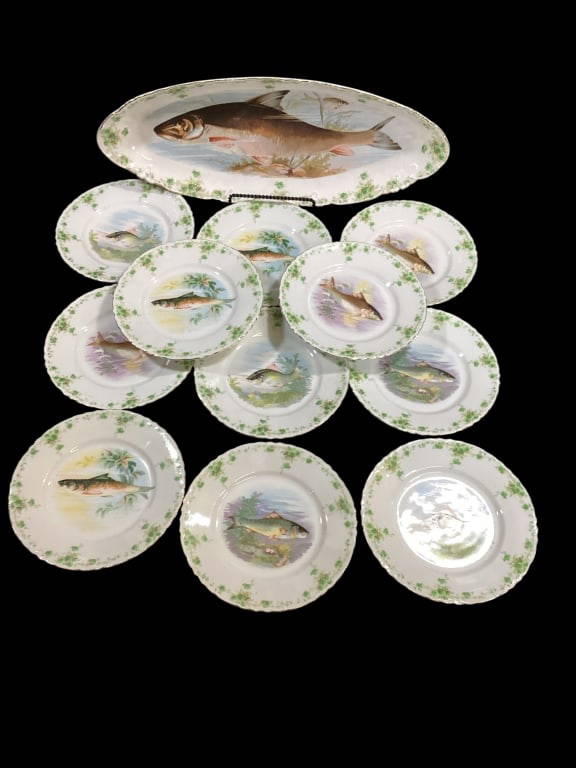 Lazarus Strauss And Sons, Porcelain Fish Set Auction