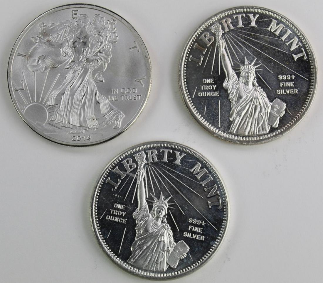 3 1 Oz .999 Silver Rounds
