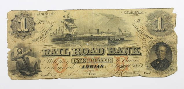 1853 $1.00 Railroad Bank