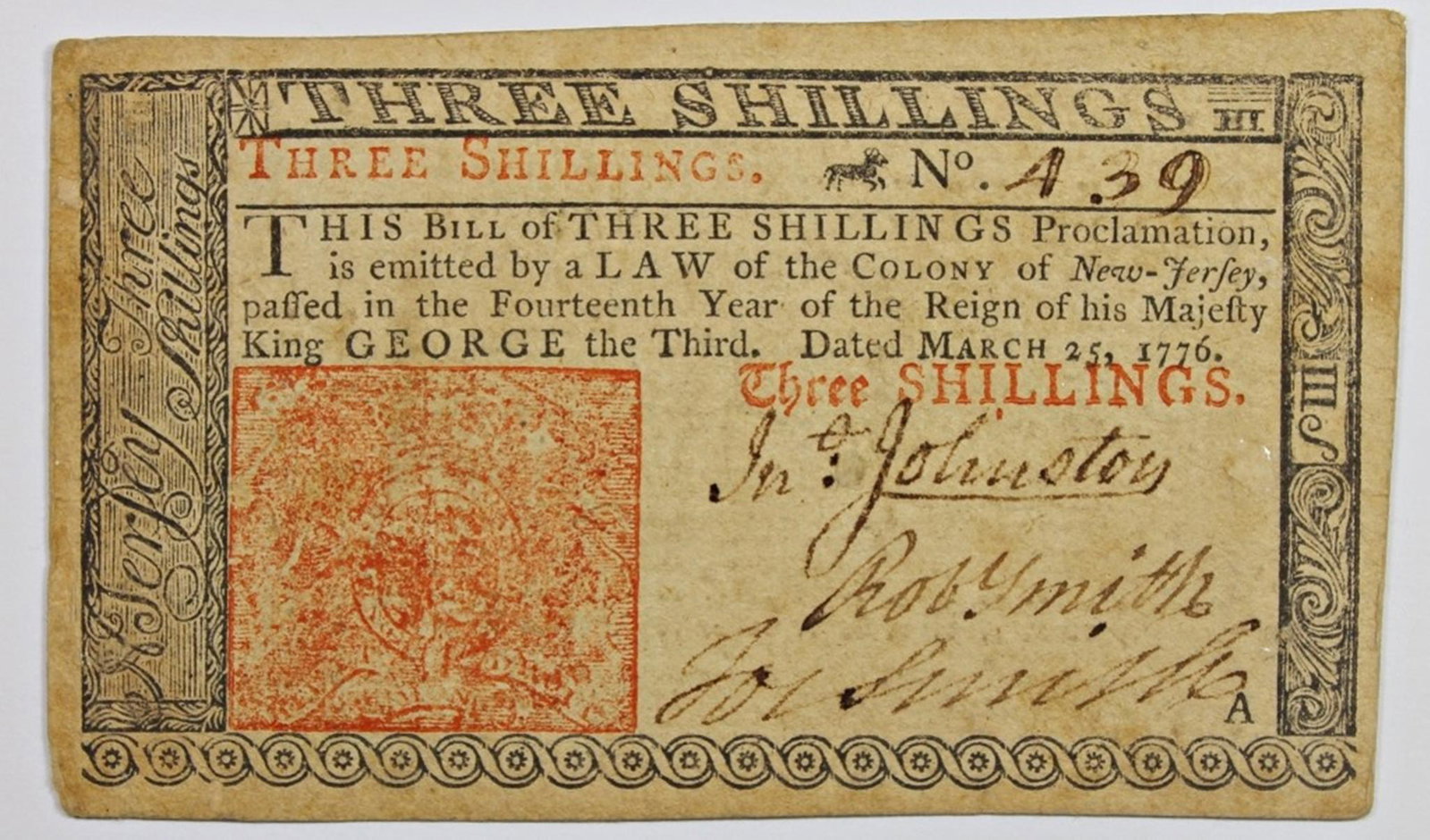 1776 Three Shillings