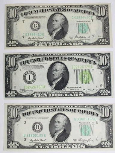(3) $10 Federal Reserve Notes