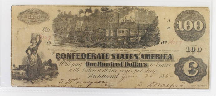 $100 Confederate 1862 T 39