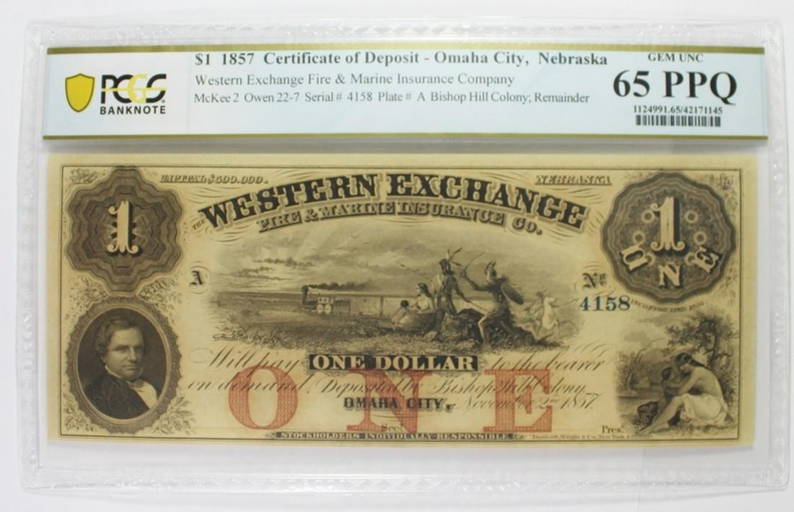 1857 $1.00 Western Exchange