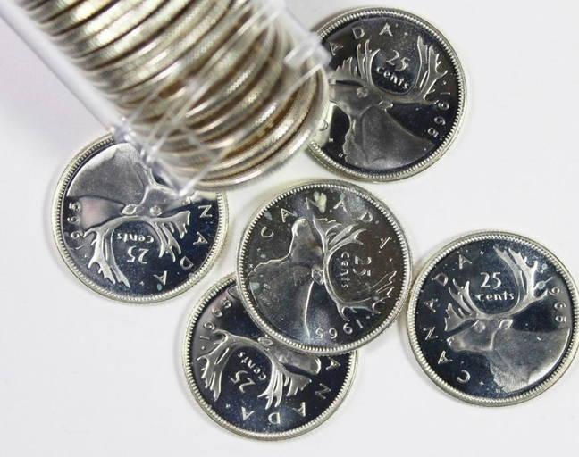 ROLL OF 20 1965 CANADA SILVER QUARTERS (#0075) on Dec 21, 2022 | R ...