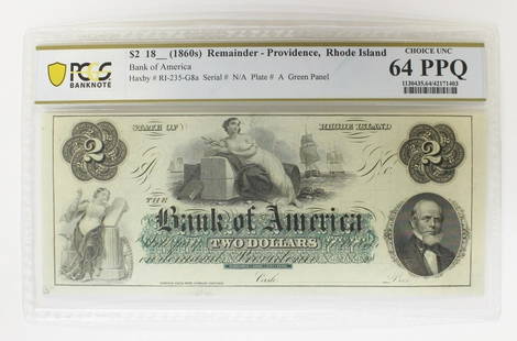 (2) 1860's $2 Provdience, Rhode Island Bank Note