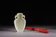 A CARVED WHITE JADE INKWELL WITH CARVED CINNABAR LACQUER BRUSH HOLDER ...