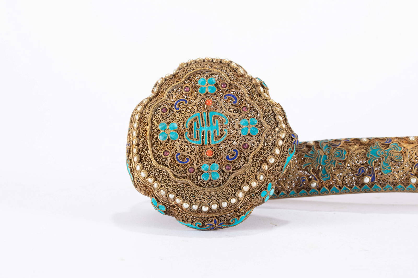 A Chinese King Fisher Feather Decorated Ruyi Scepter Auction