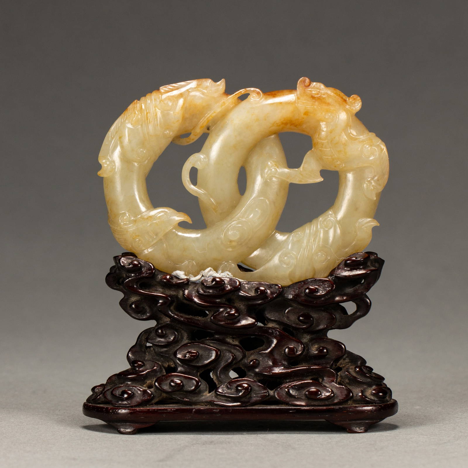 Two Chinese Carved Jade Conjoined Rings Auction