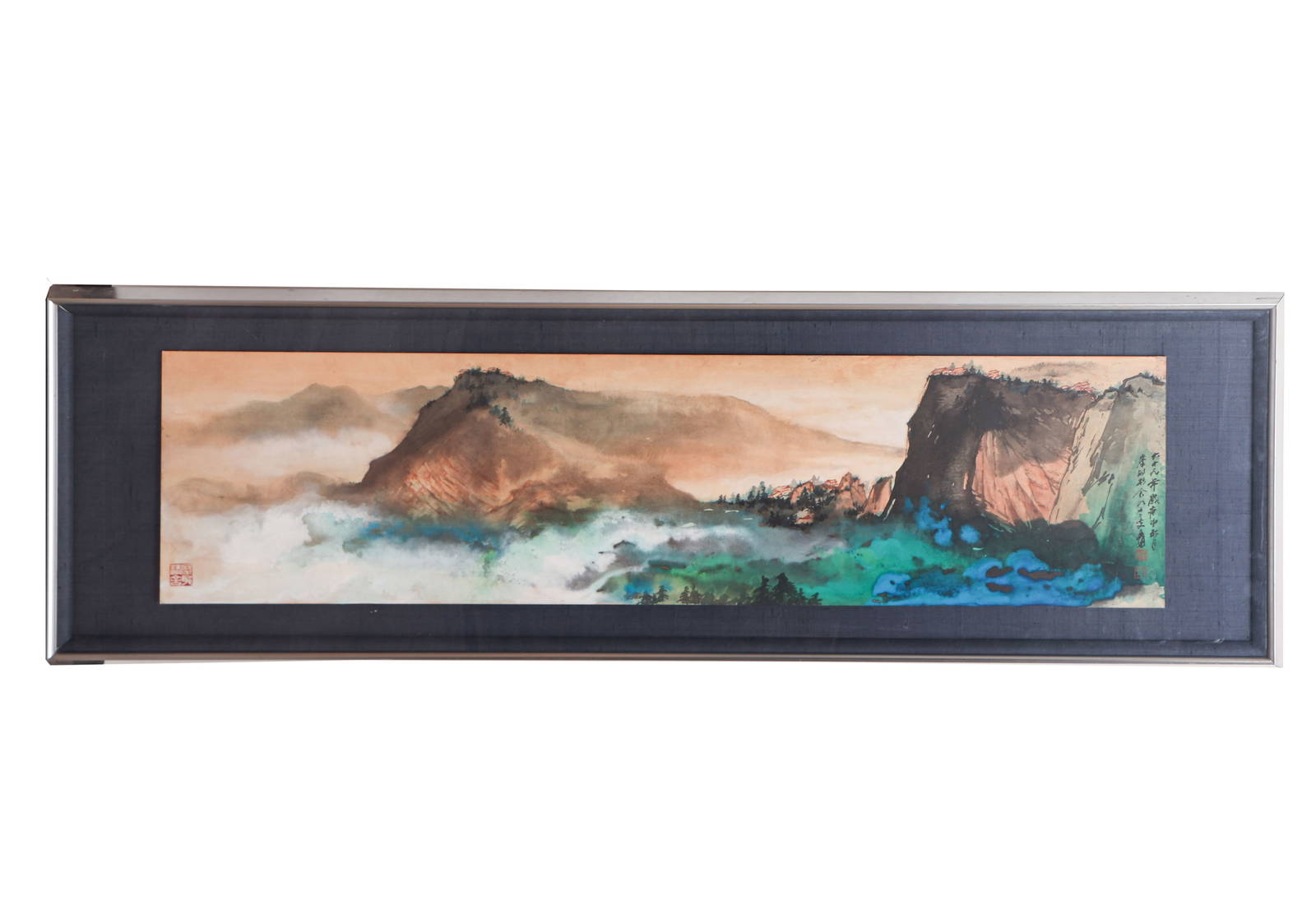 A Chinese Painting Of Blue And Green Splashed Landscape Signed Zhang ...